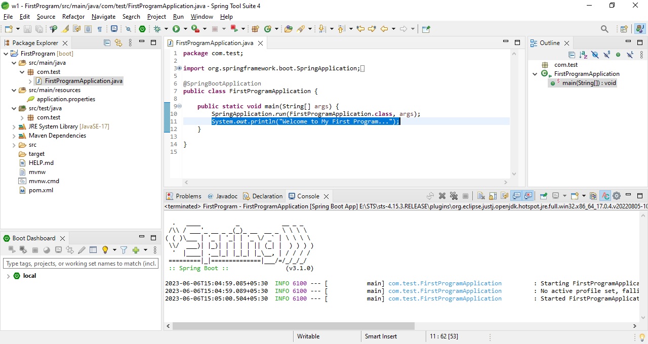 Simple Hello World Program in Spring Boot using Spring Tool Suite (STS ...